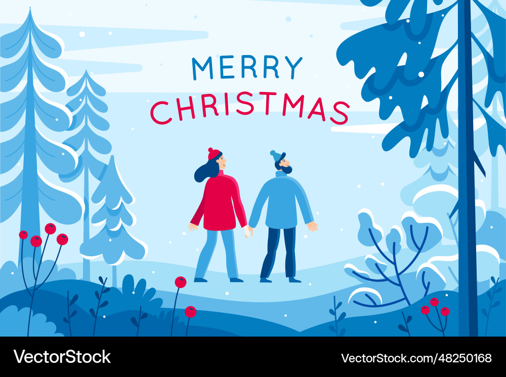 In trendy flat simple style - merry christmas Vector Image