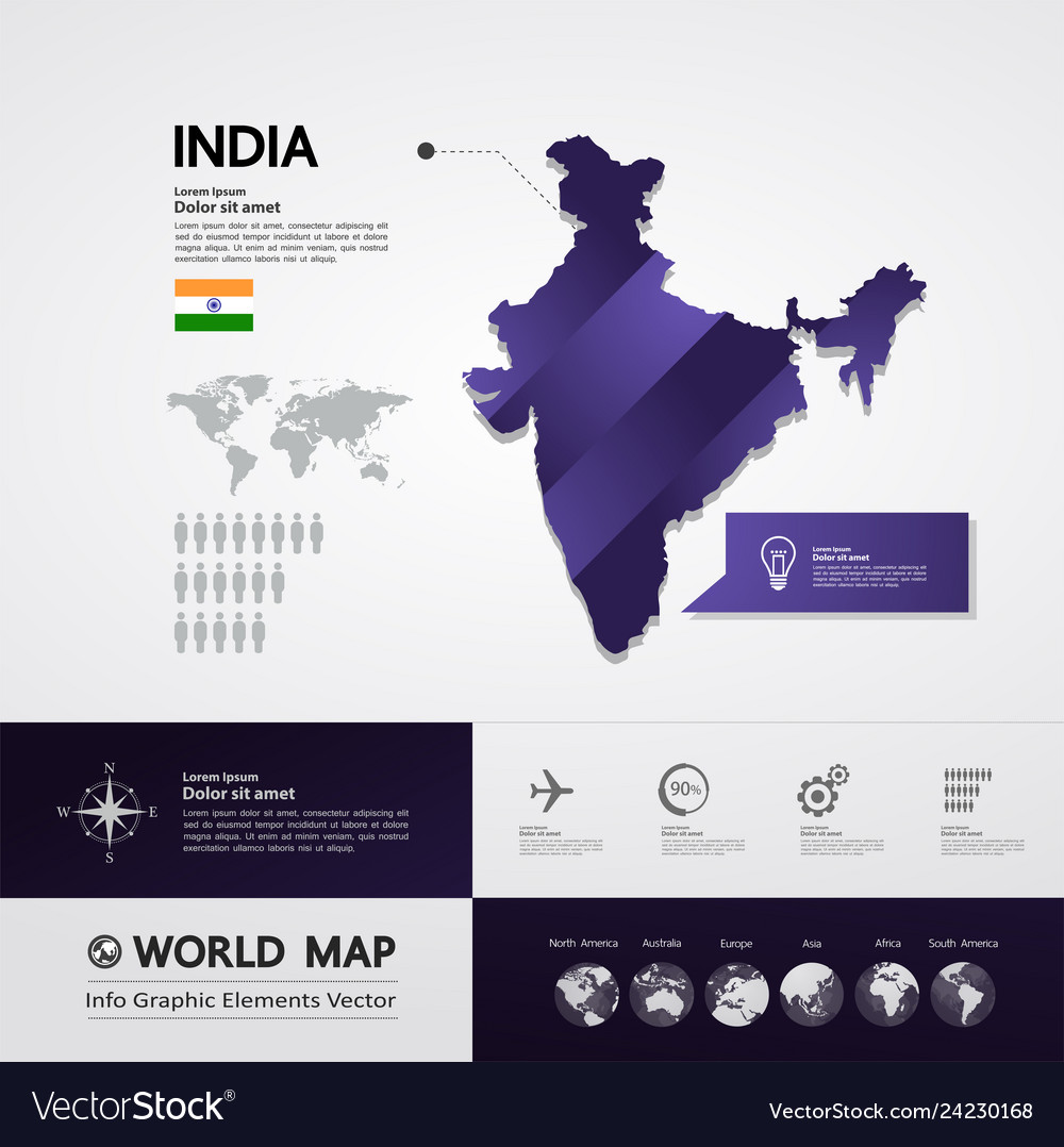 India map Royalty Free Vector Image - VectorStock