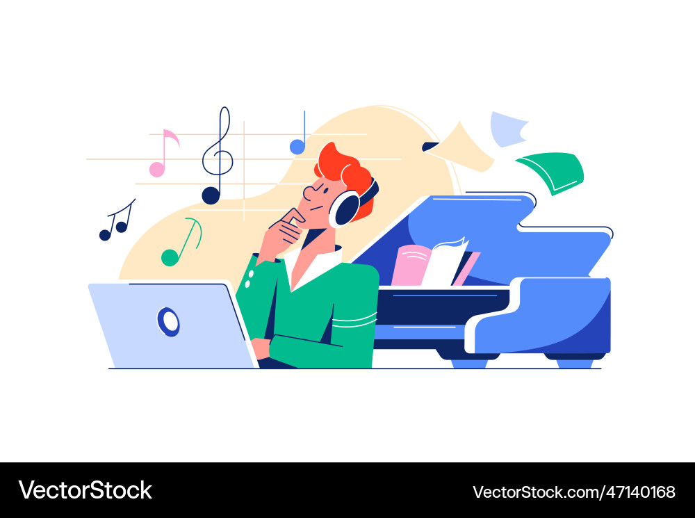 Music producer composes music Royalty Free Vector Image