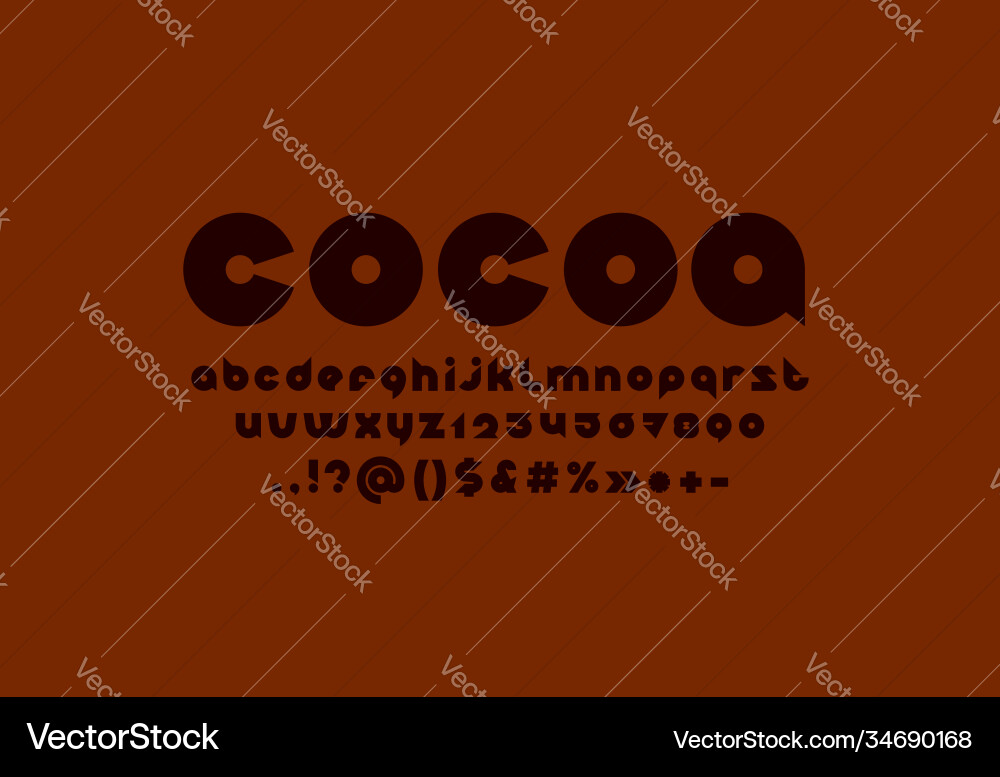 Rounded font brown alphabet in cartoon style Vector Image