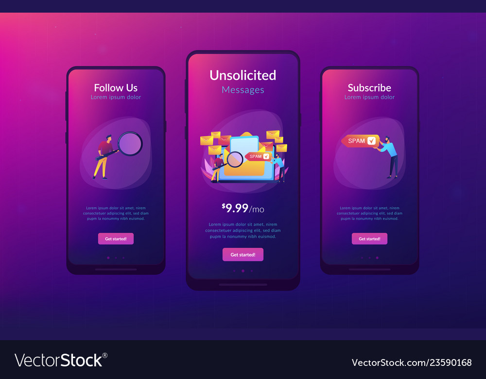 Spam app interface template Royalty Free Vector Image
