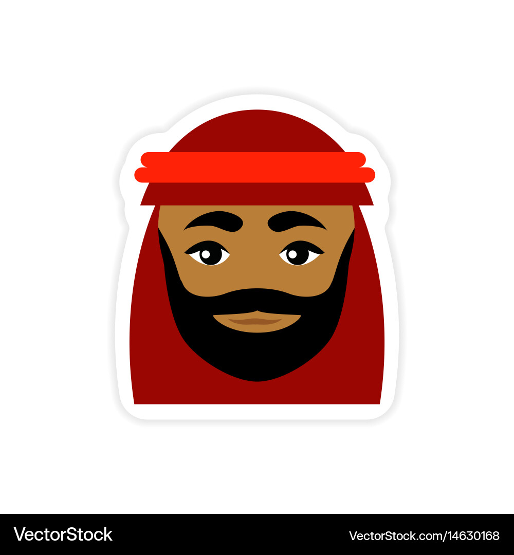 Stylish paper sticker on white background arab men