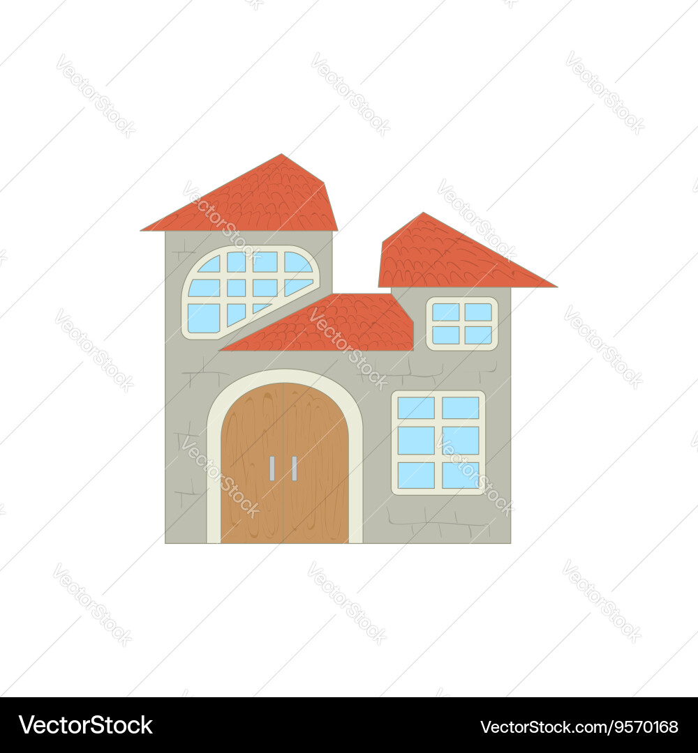 Two storey house icon cartoon style Royalty Free Vector