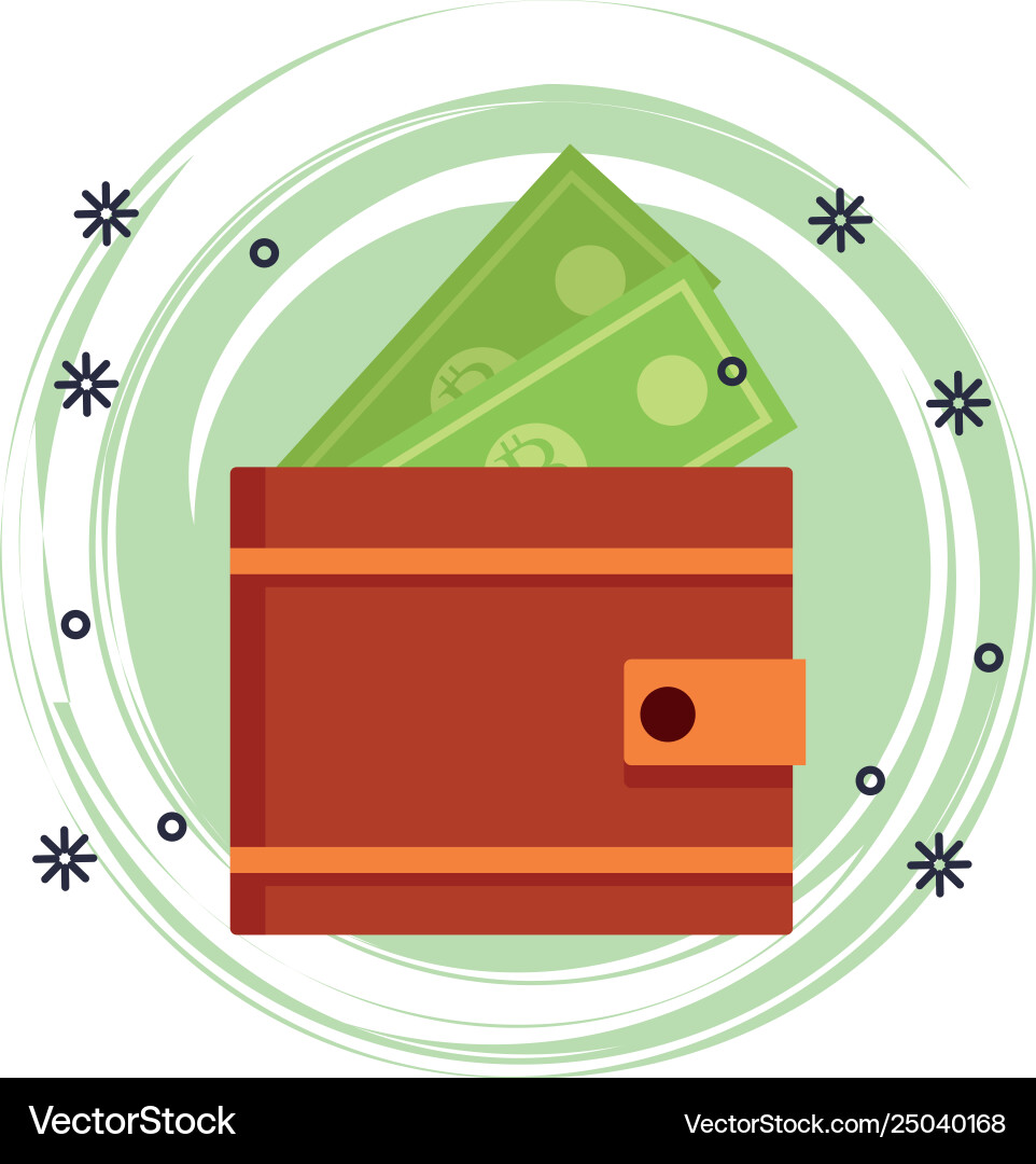 Wallet with money cartoon Royalty Free Vector Image