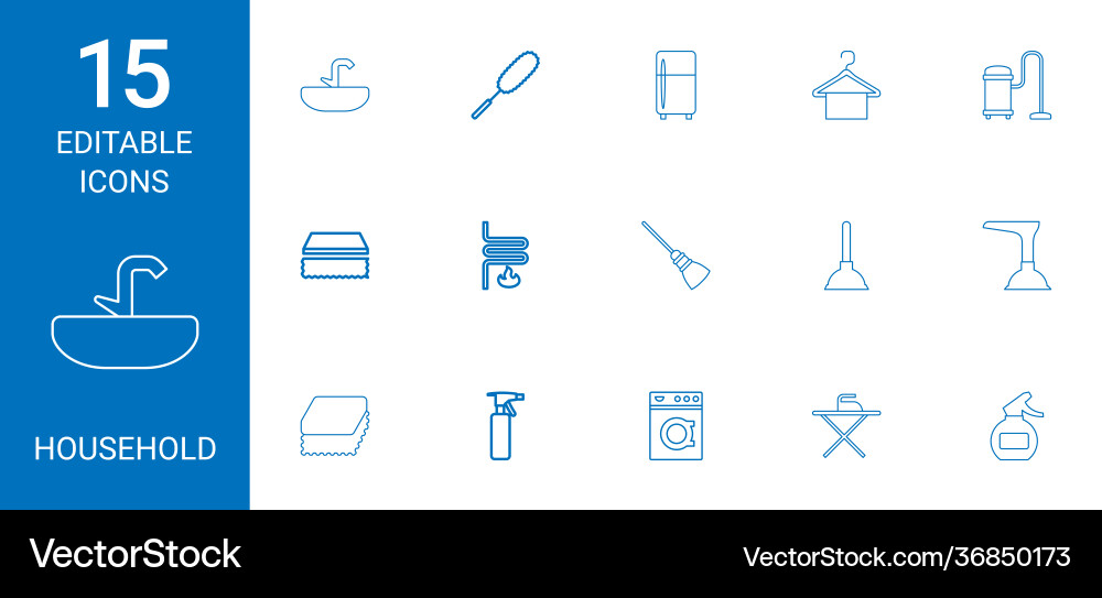 15 household icons Royalty Free Vector Image - VectorStock