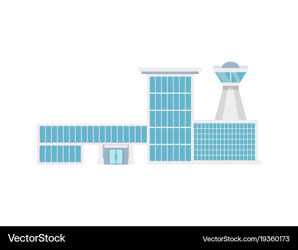 Airport terminal with flight control tower icon Vector Image