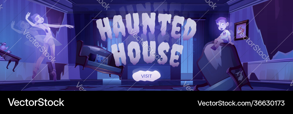 Banner haunted house with ghosts Royalty Free Vector Image