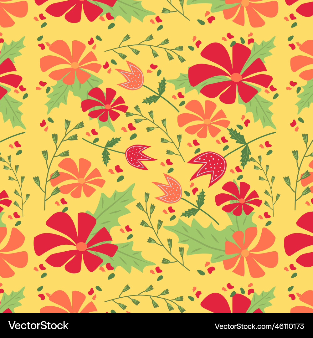 Bright summer seamless pattern in floral style Vector Image