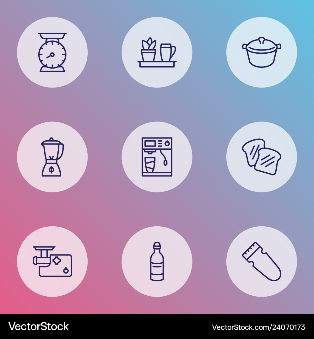 Cooking icons line style set with coffee machine Vector Image