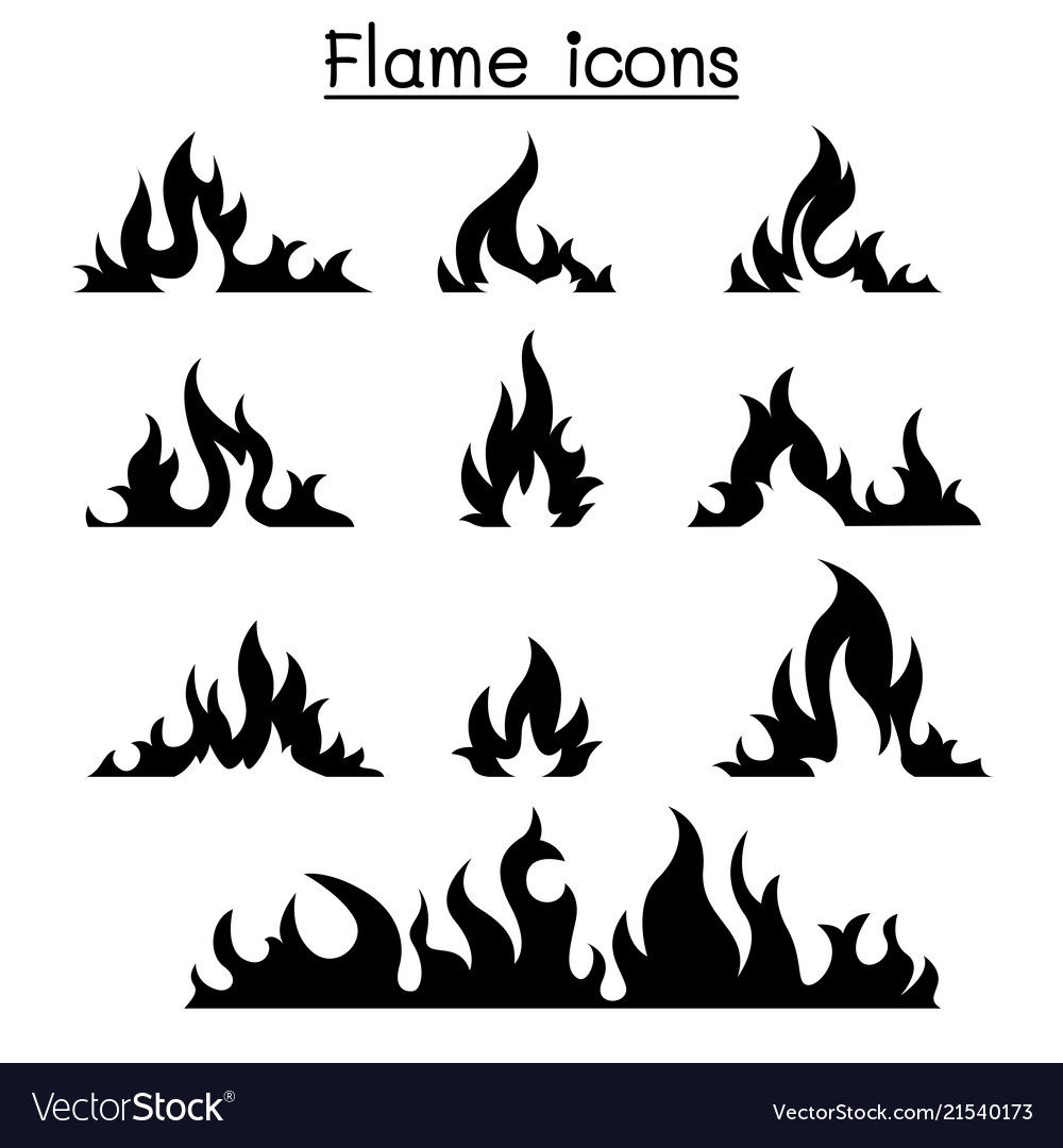 Fire flames icon set Royalty Free Vector Image