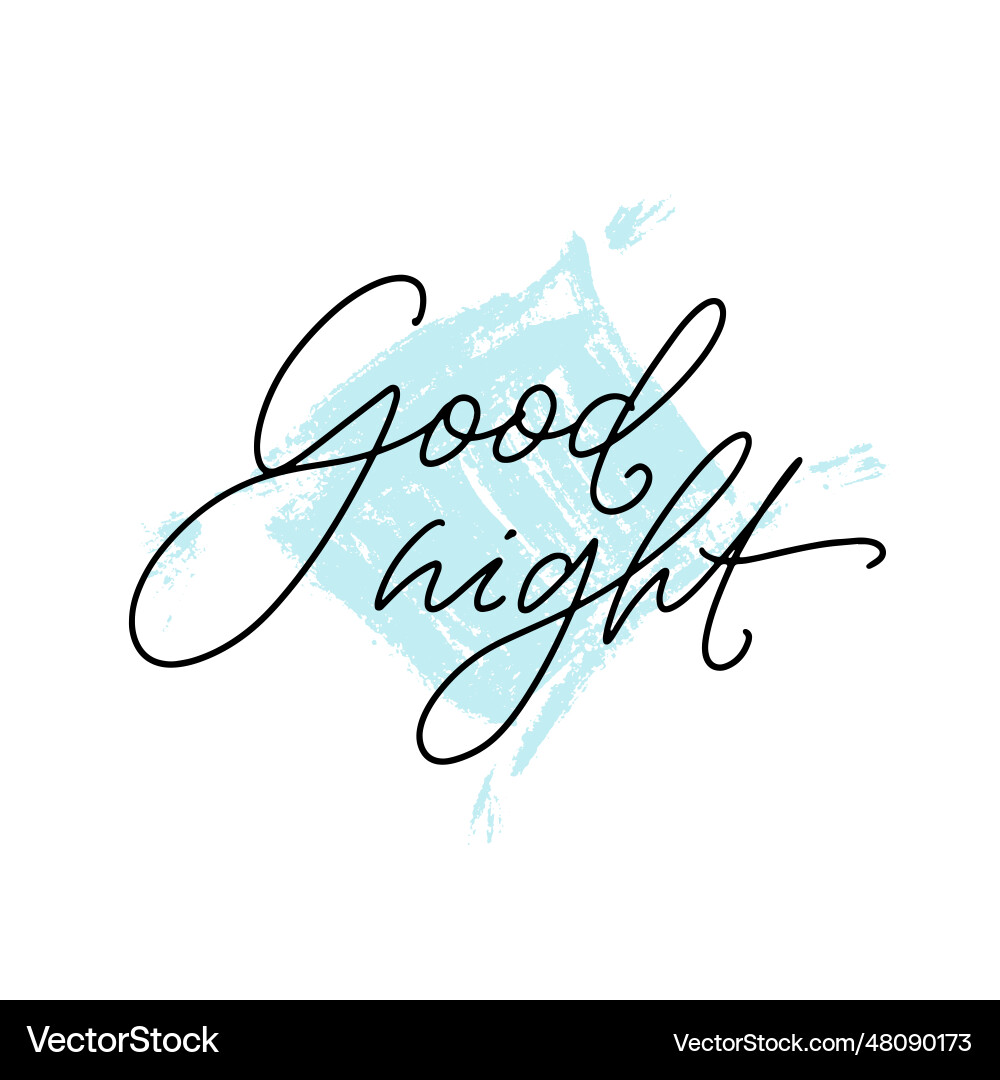 Good night hand written words with drawn pillow Vector Image
