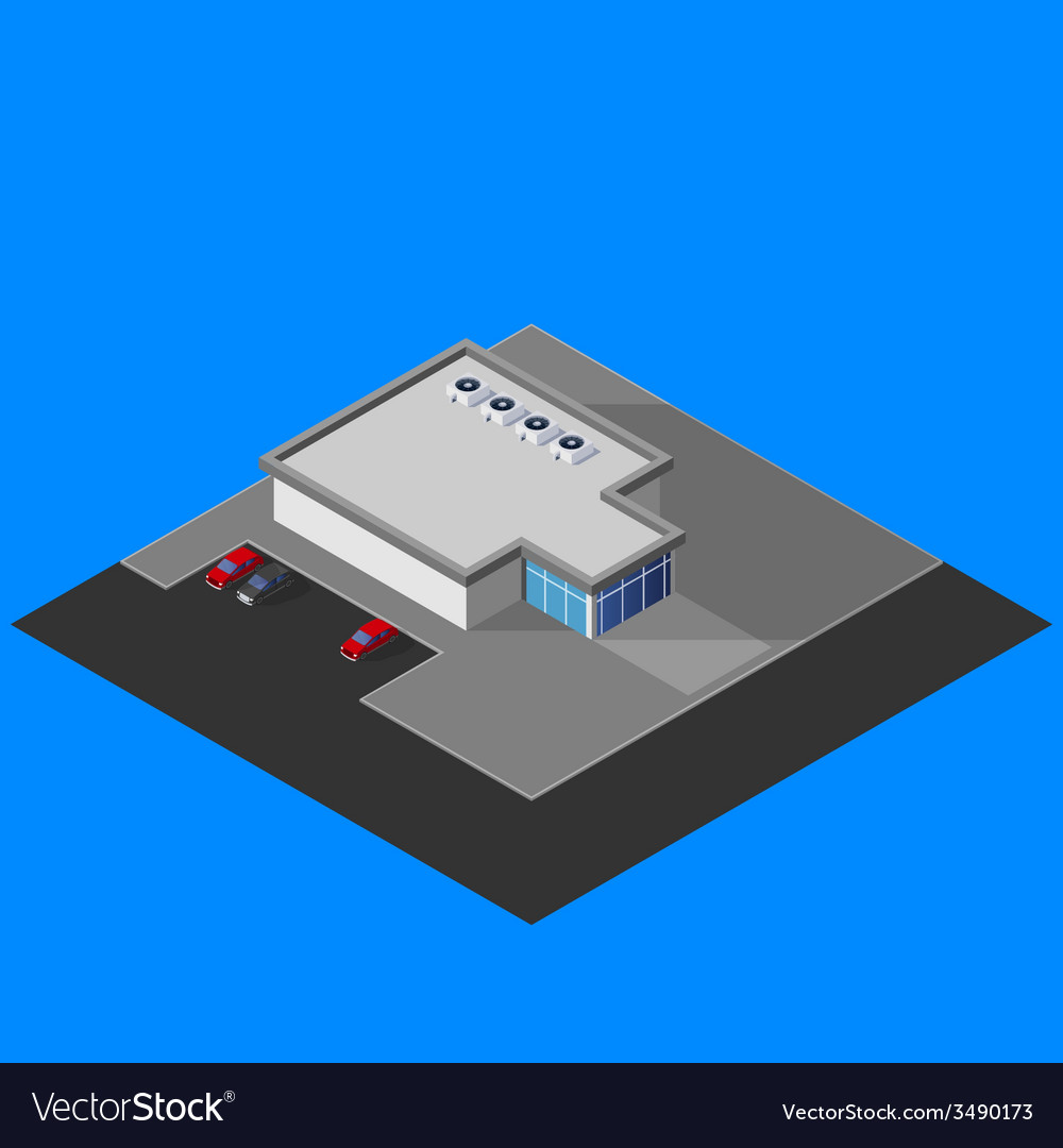 Isometric supermarket building Royalty Free Vector Image Isometric supermarket building Royalty Free Vector Image