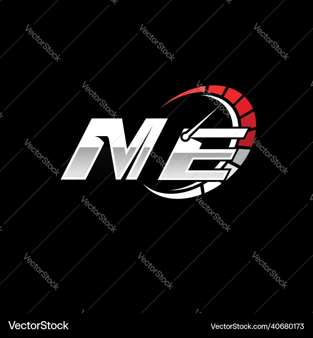 Me logo letter speed meter racing style Royalty Free Vector