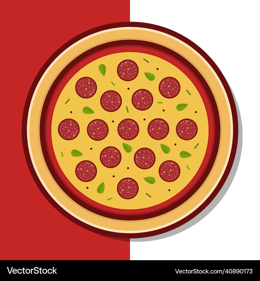 Peperoni pizza icon pizza flat cartoon Royalty Free Vector