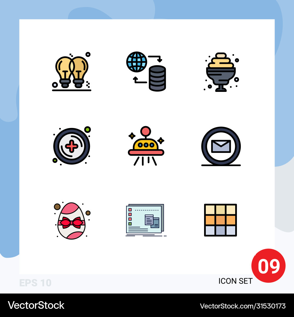 Pictograph set 9 simple filledline flat colors Vector Image