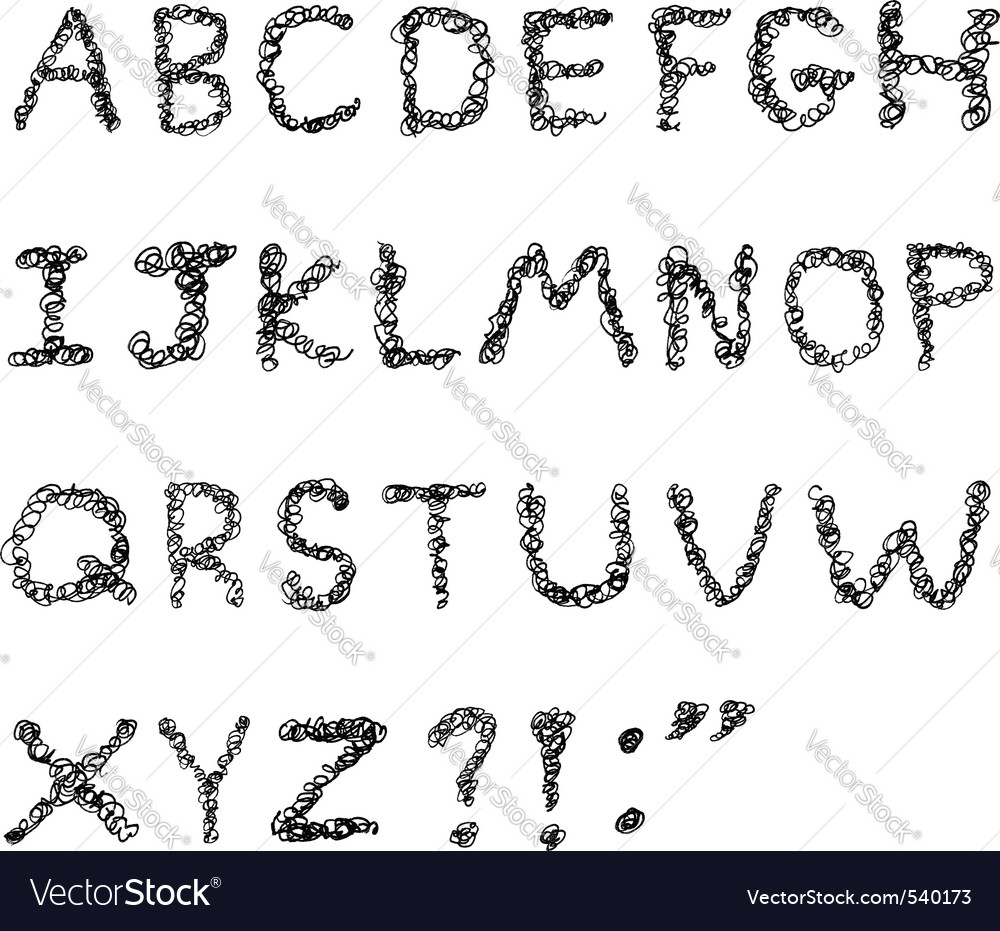 Scribble alphabet Royalty Free Vector Image - VectorStock