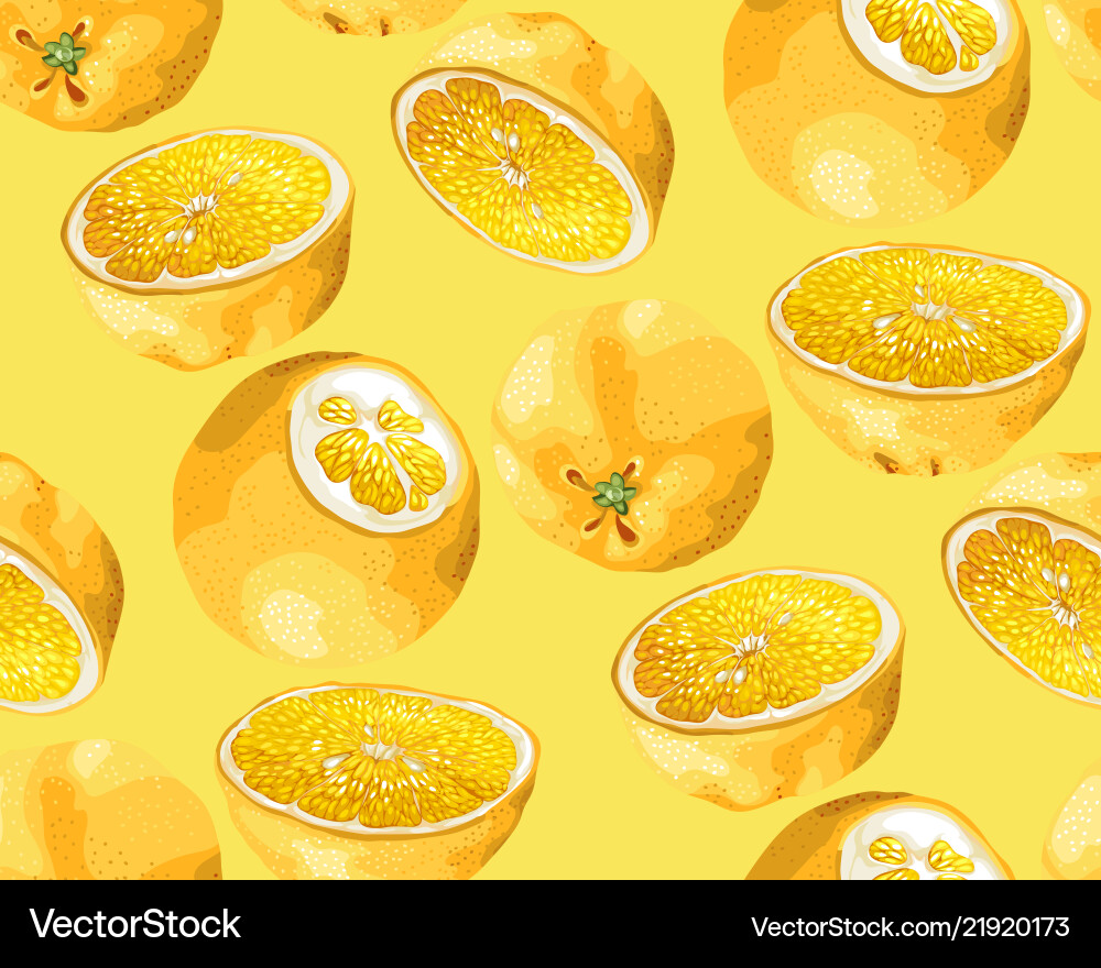 Seamless pattern with fruits of orange tree Vector Image