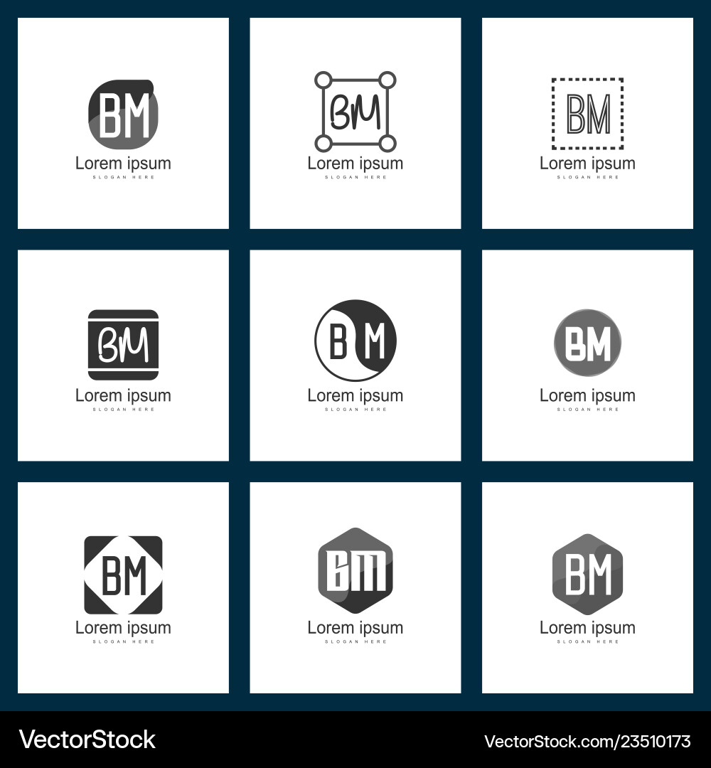 Set of letter logo initial bm template design Vector Image