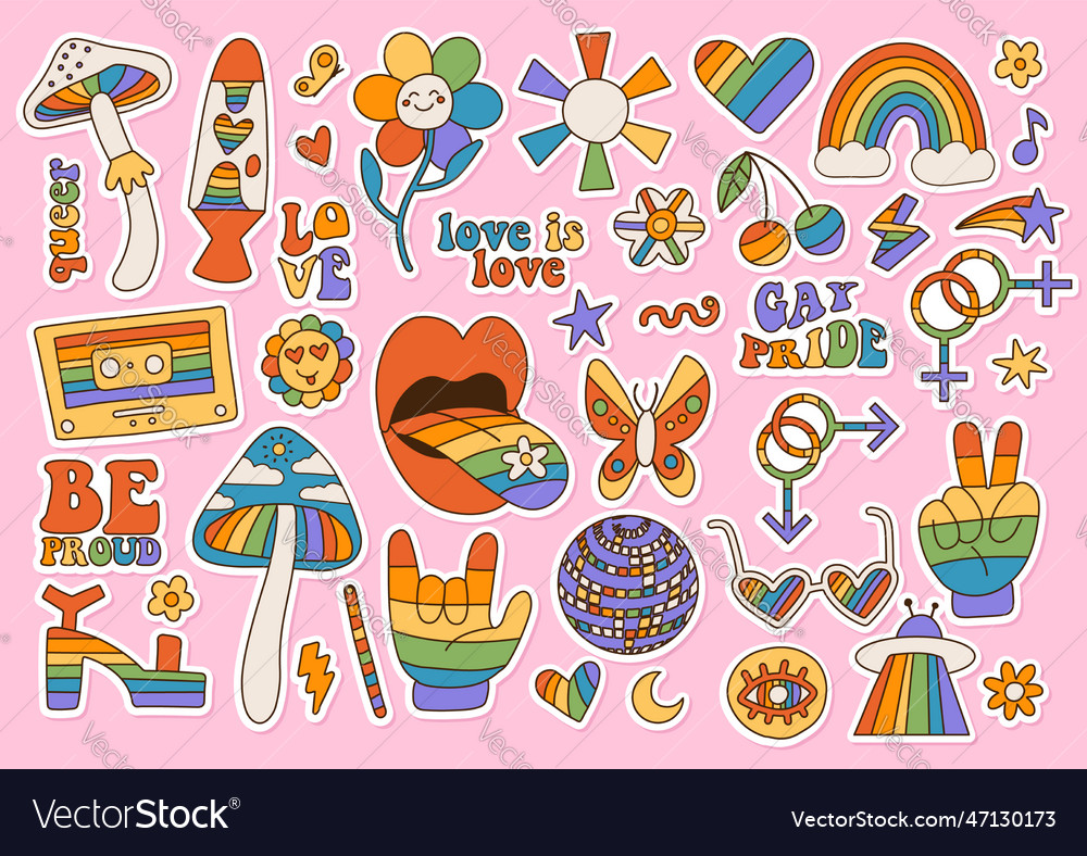 Stickers kit with lgbtq community symbols Vector Image