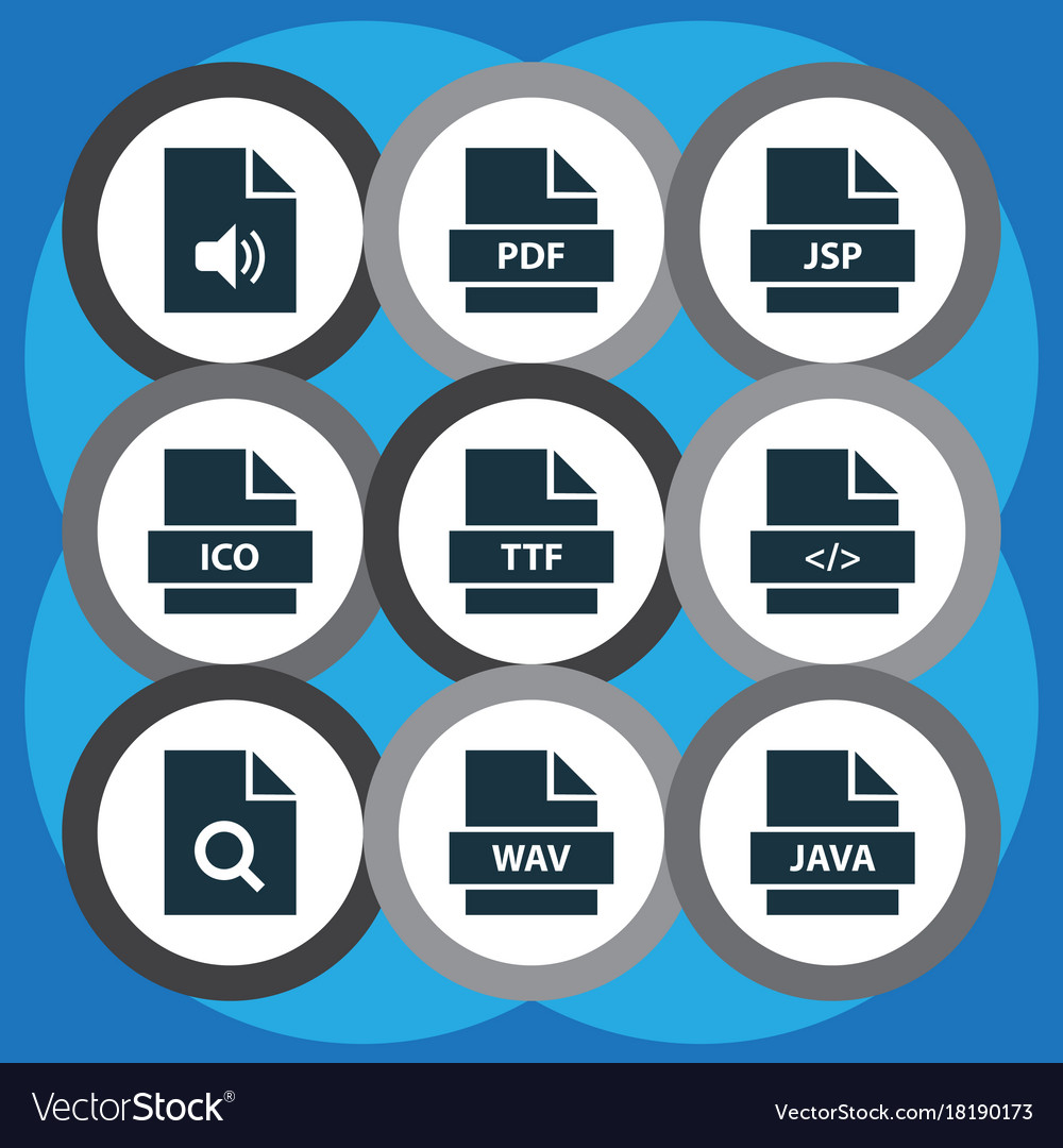 Types icons set collection of jsp programming Vector Image