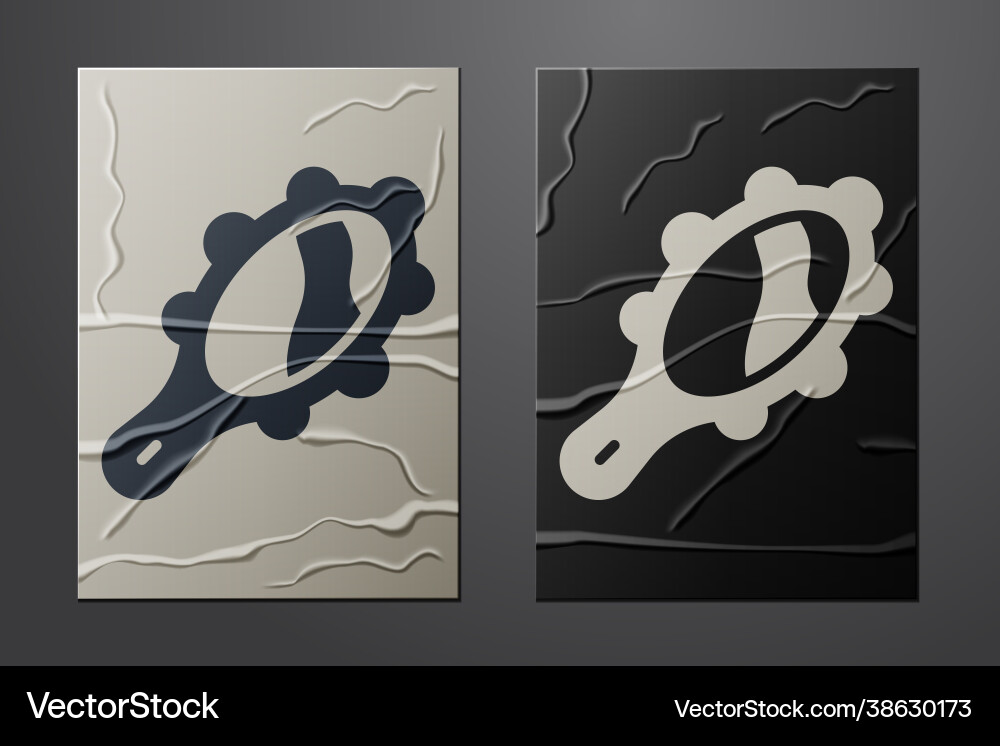 White magic hand mirror icon isolated on crumpled Vector Image