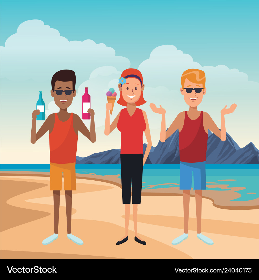 Young friends cartoon Royalty Free Vector Image