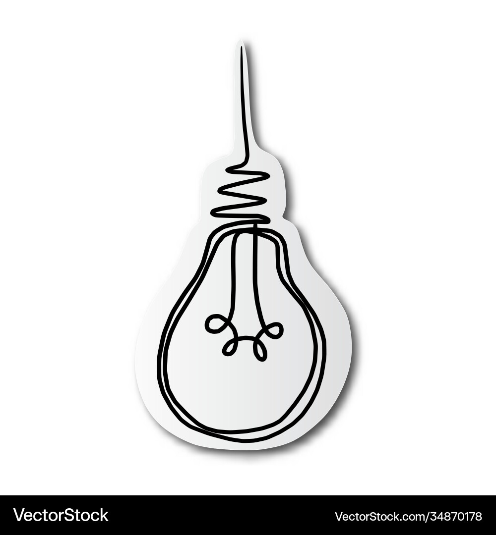 Black line hand drawn light bulb on cut paper Vector Image