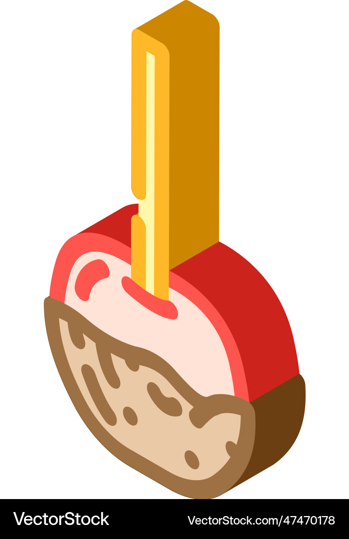 Caramel apple food snack isometric icon Royalty Free Vector