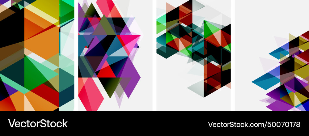 Colorful bright triangles with various colors and Vector Image