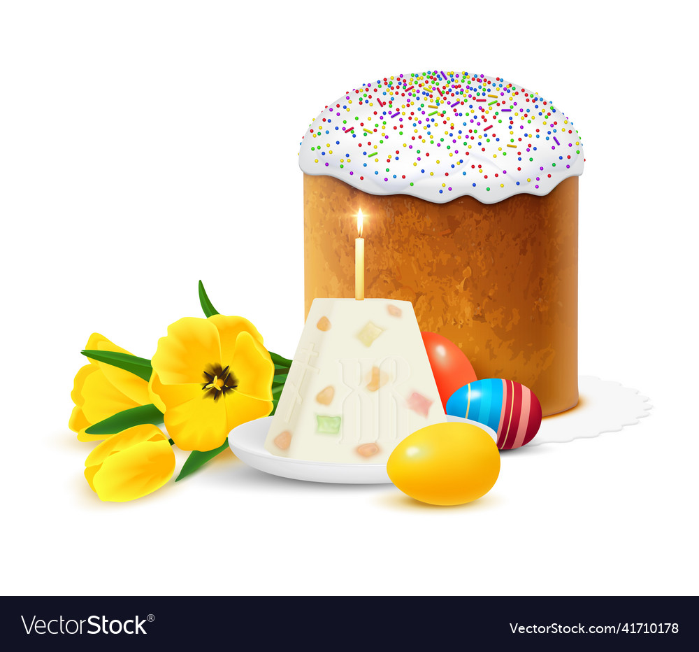 Eastern orthodox easter realistic composition Vector Image