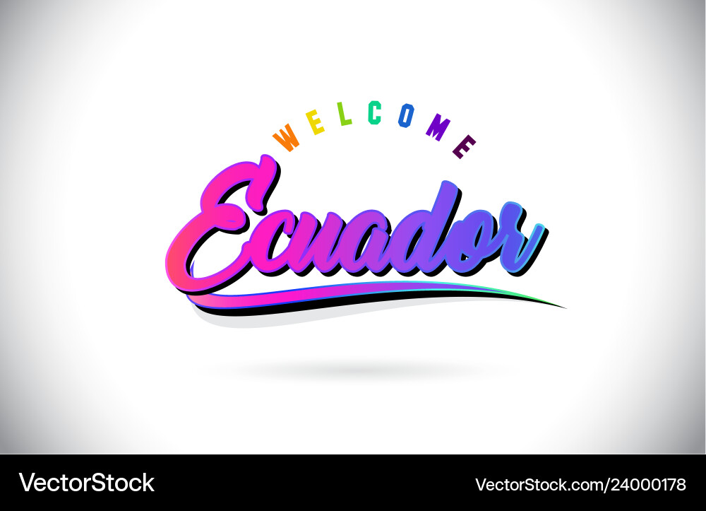 Ecuador welcome to word text with creative purple Vector Image