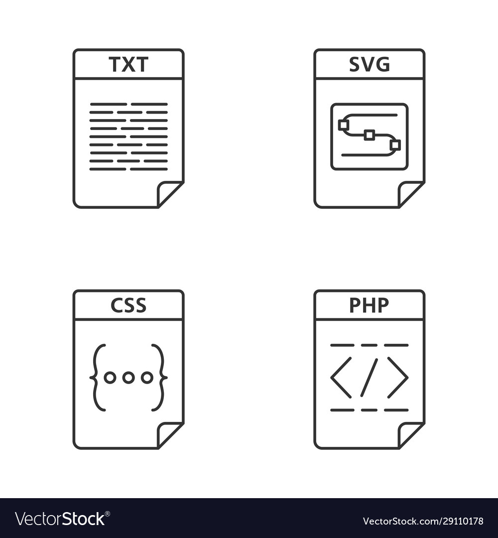 Files format linear icons set Royalty Free Vector Image