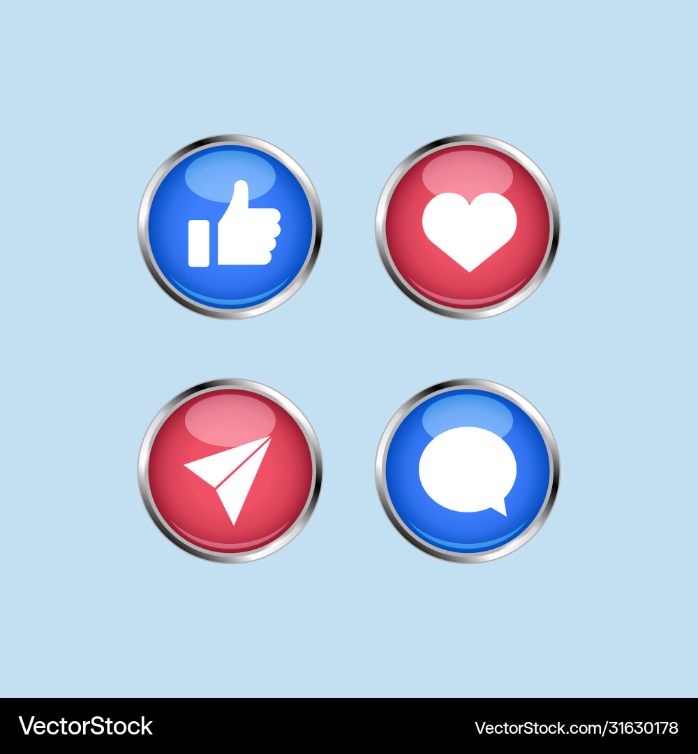 Glossy symbol like love circle button design Vector Image