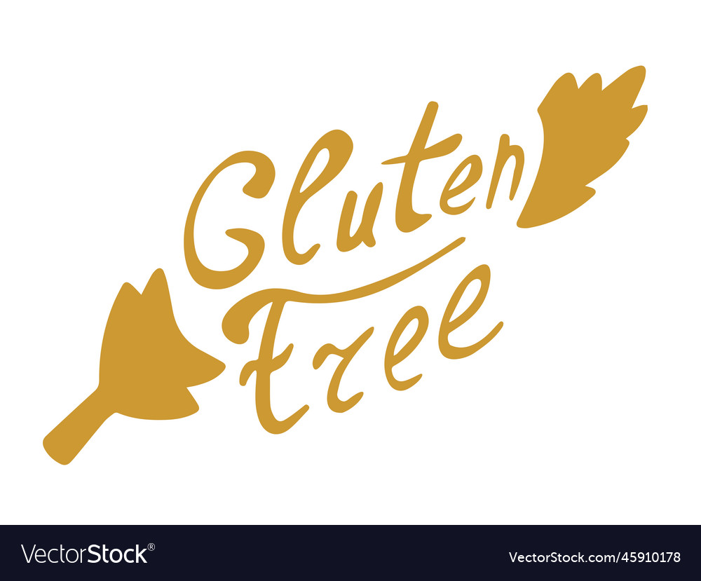 Gluten free lettering logo isolated on white Vector Image Gluten free lettering logo isolated on white Vector Image