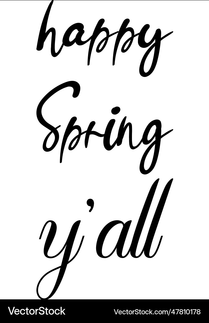 Happy spring yall black lettering quote Royalty Free Vector