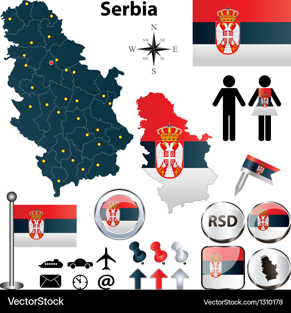 Map of Serbia Royalty Free Vector Image - VectorStock