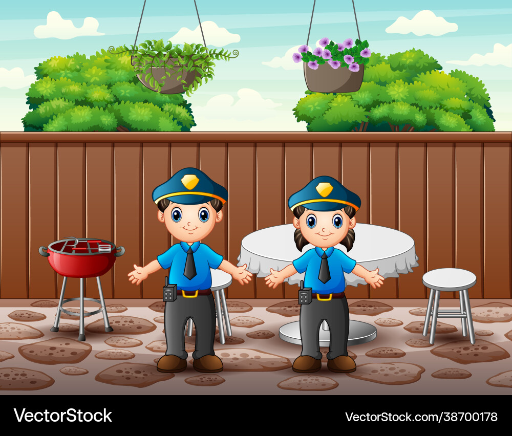 Police officer in restaurant Royalty Free Vector Image