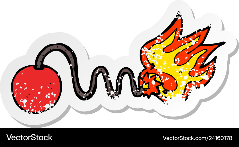 Retro distressed sticker a cartoon bomb Royalty Free Vector