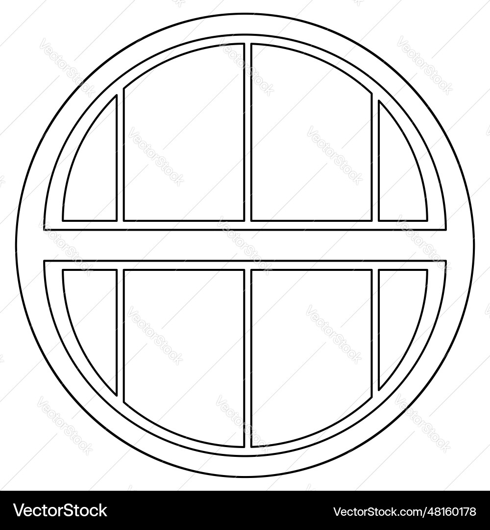 Round window outline for house isolated on white Vector Image