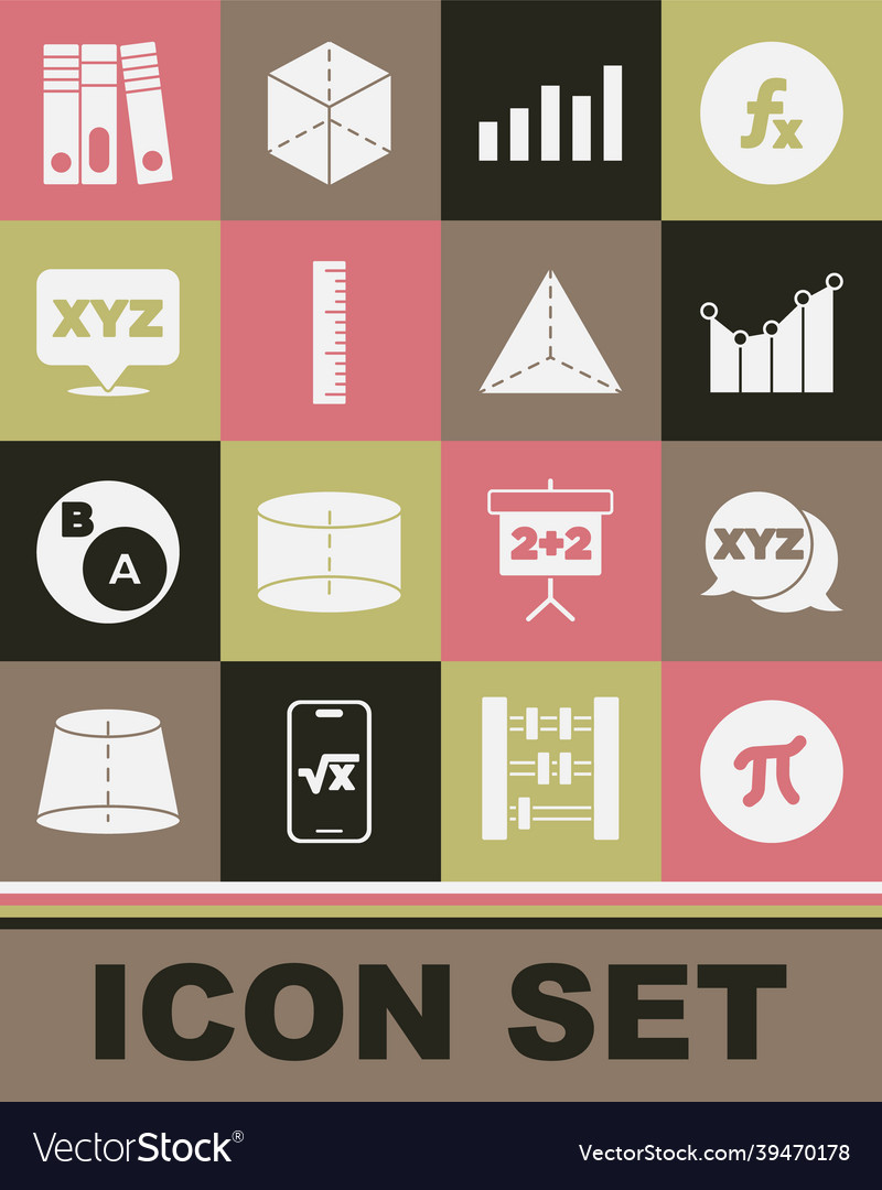 Set Pi Symbol Xyz Coordinate System Graph Vector Image