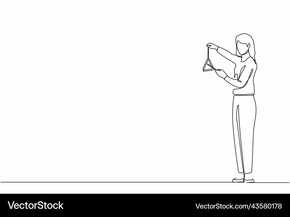 Single continuous line drawing female musician Vector Image