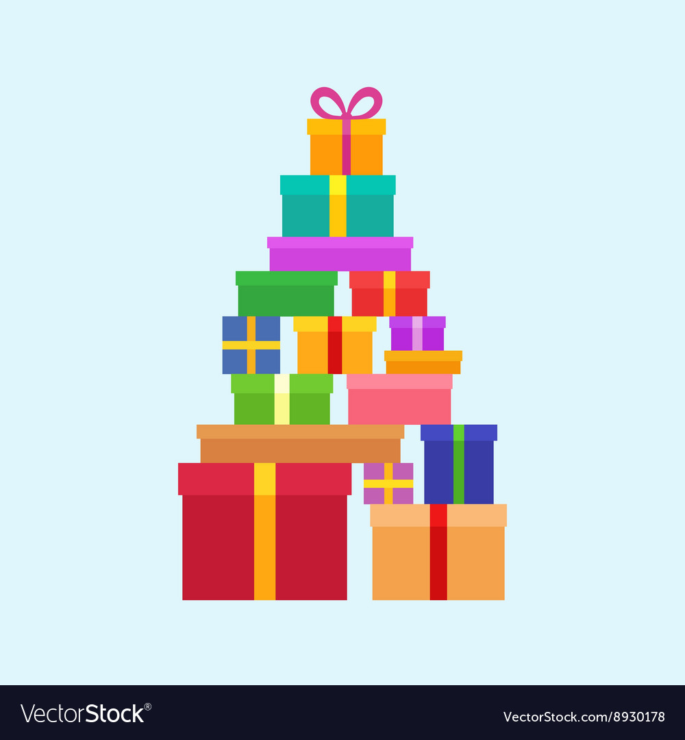 Stack christmas boxes Royalty Free Vector Image