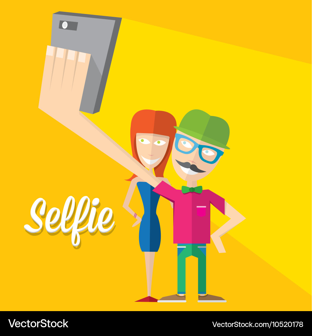 Taking selfie photo on smart phone concept Vector Image
