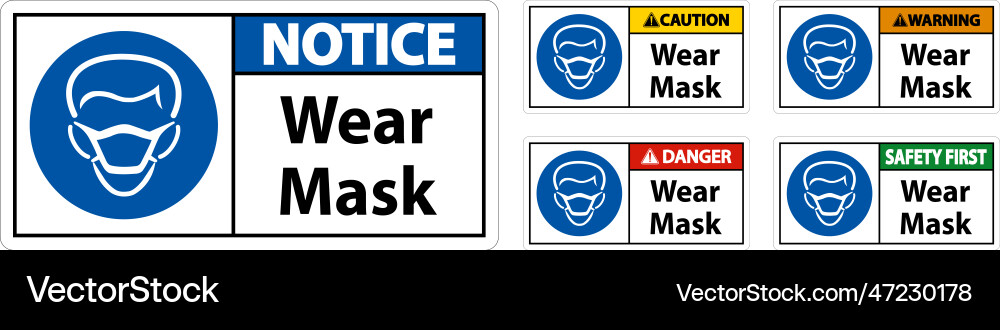 Wear mask sign on white background Royalty Free Vector Image