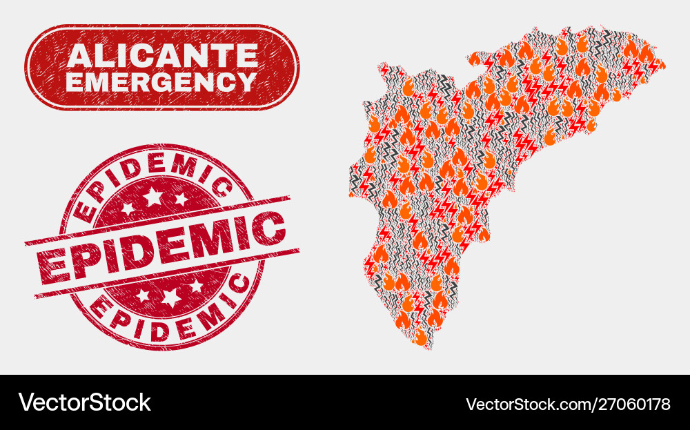 Wildfire and emergency collage alicante Royalty Free Vector
