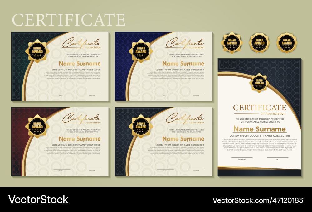Award template certificate gold color and blue Vector Image