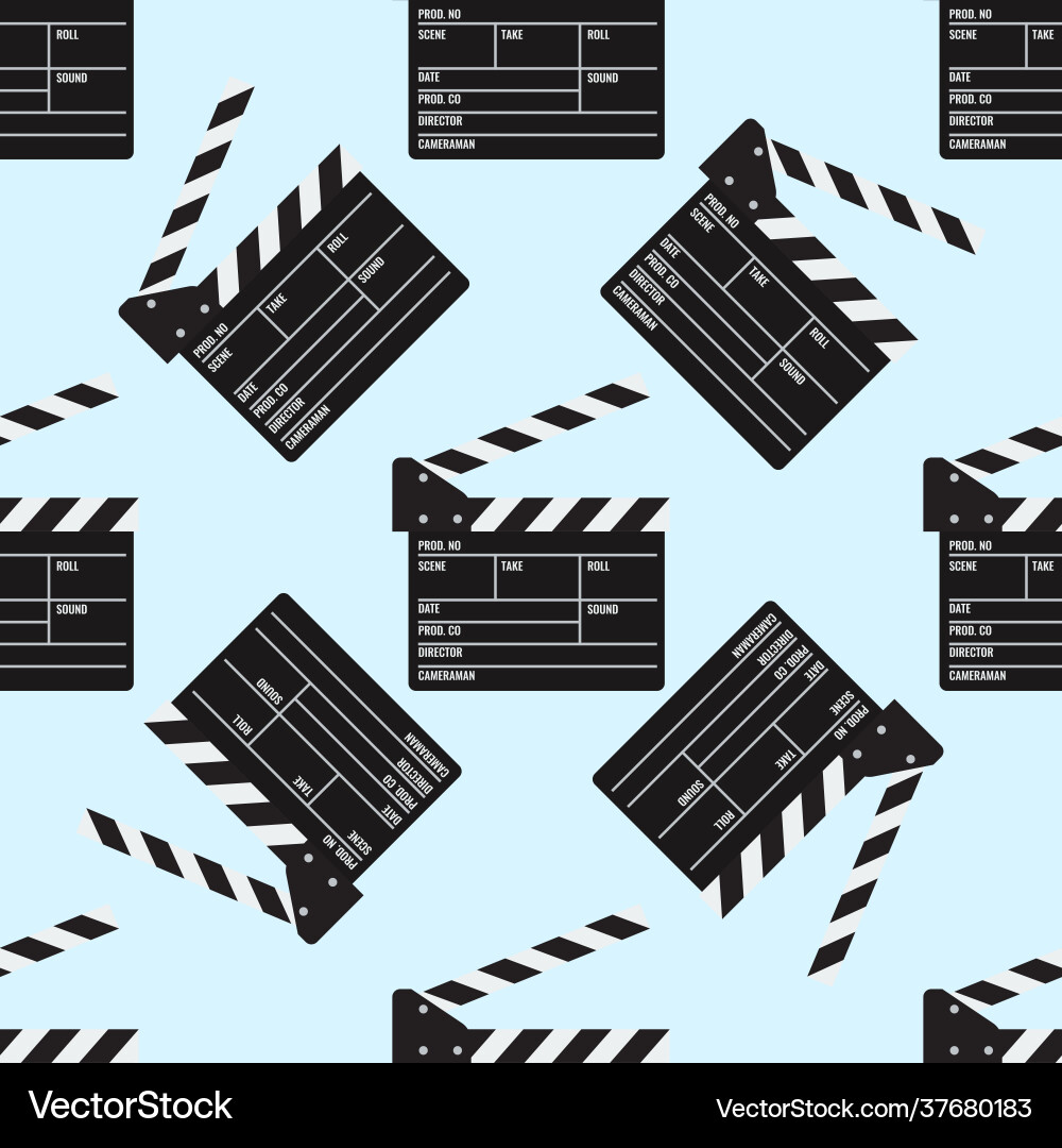 Cinema or movie clapper seamless pattern for your Vector Image