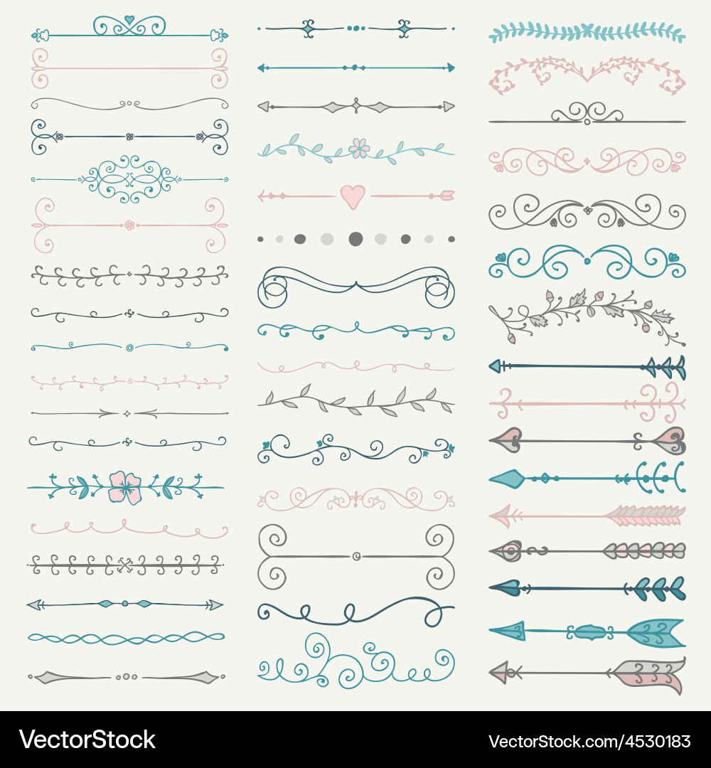 Colorful hand drawn dividers arrows Royalty Free Vector