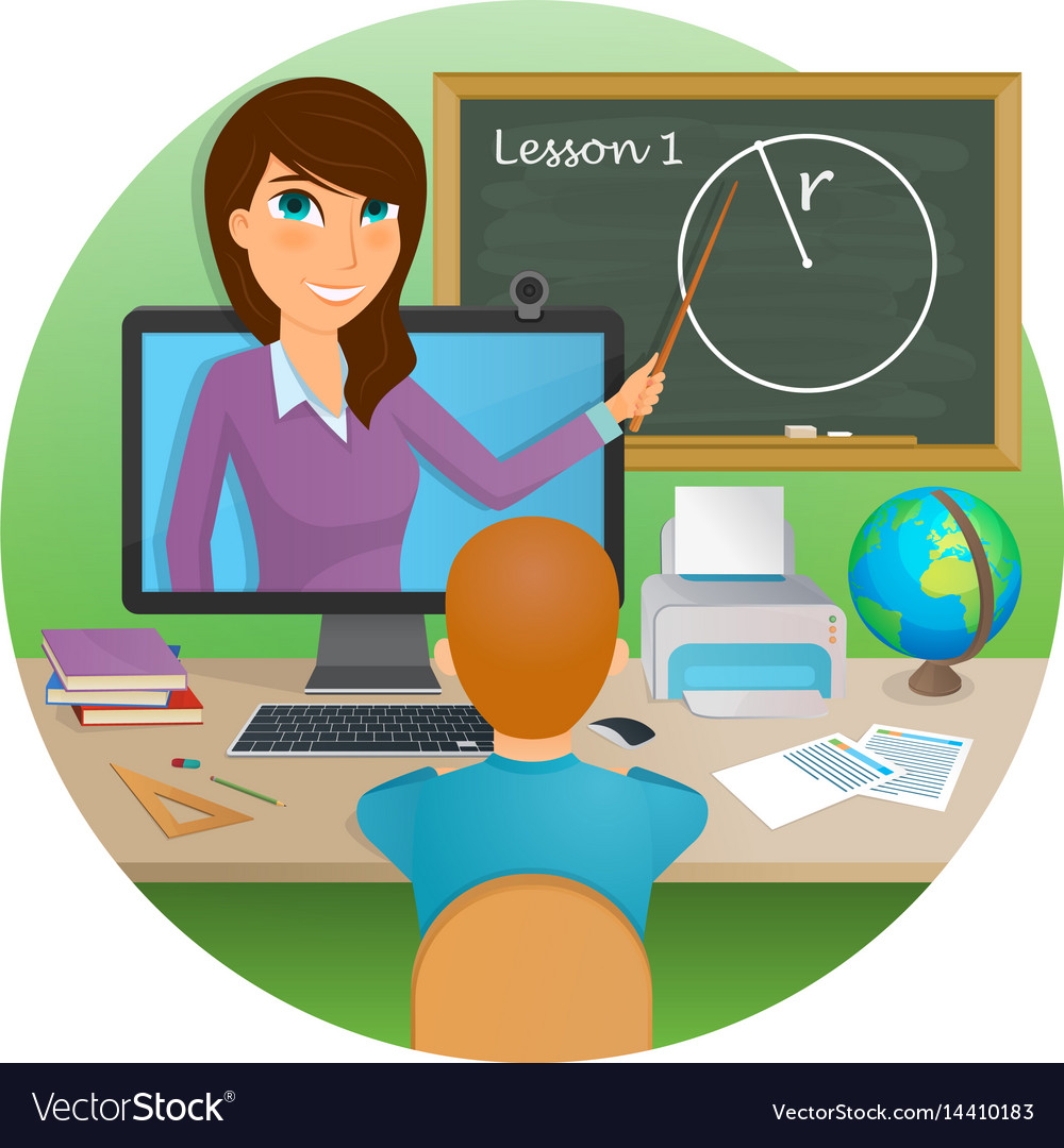Distance education learning the student listens Vector Image
