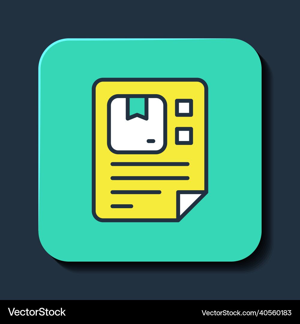 Filled outline waybill icon isolated on blue Vector Image